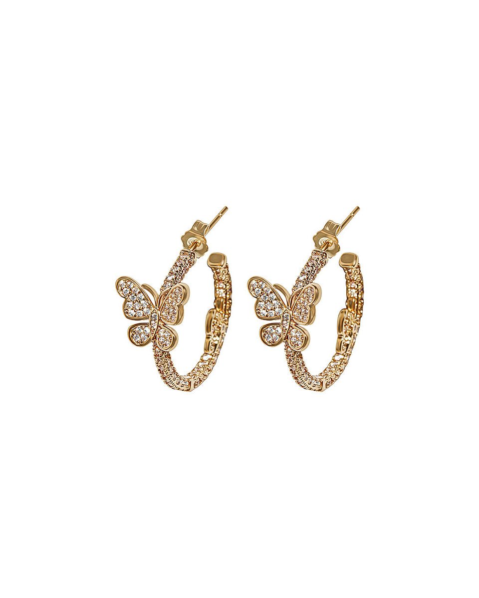 Butterfly Micro-Inset Diamond Hoops – SOLO MÍO SWIM